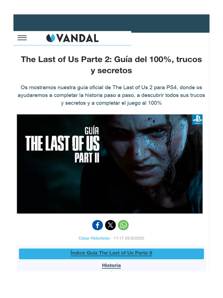 The Last of Us Parte 2- Guía del 100%, trucos y secretos - Vandal | PDF ...