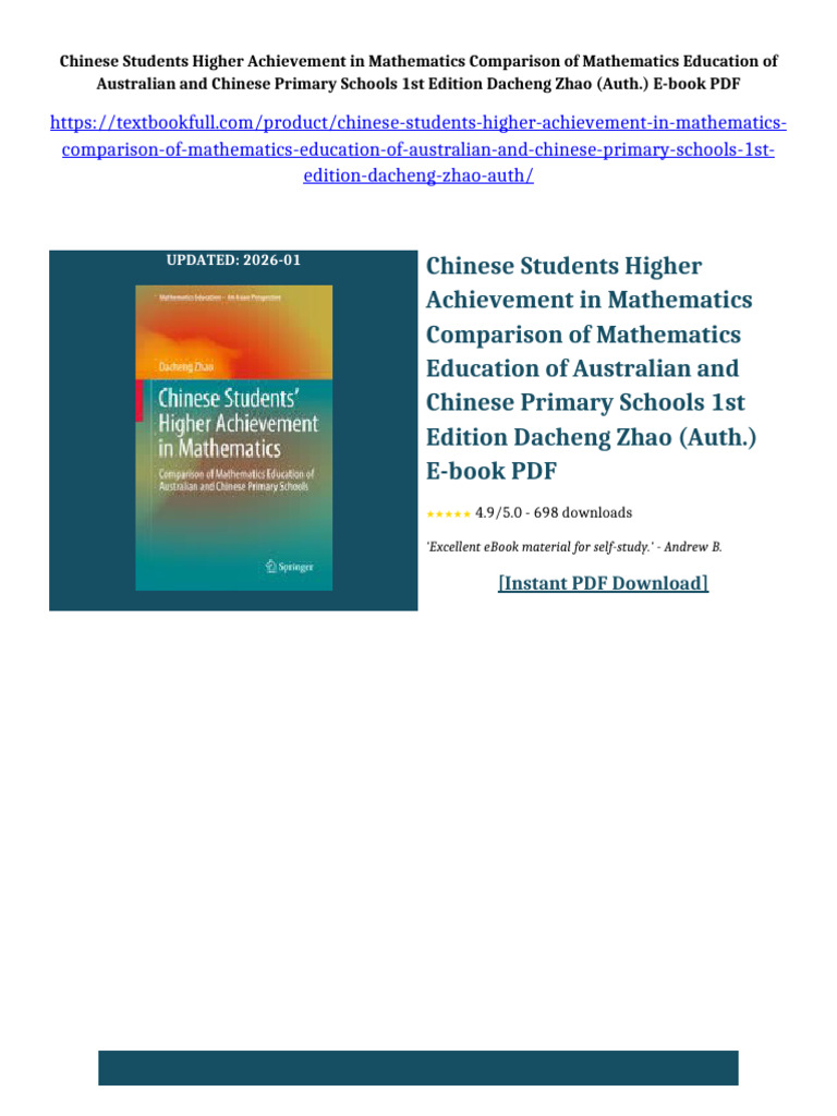 Chinese Students Higher Achievement in Mathematics Comparison of ...