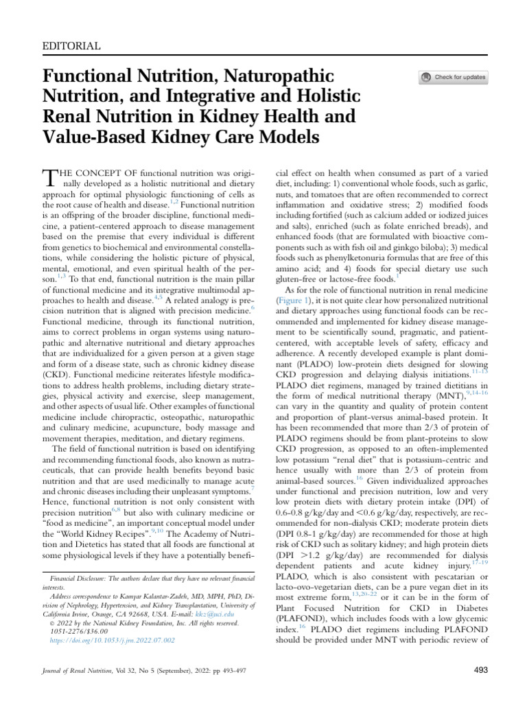 Nutricion Funcional ERC | PDF | Chronic Kidney Disease | Kidney