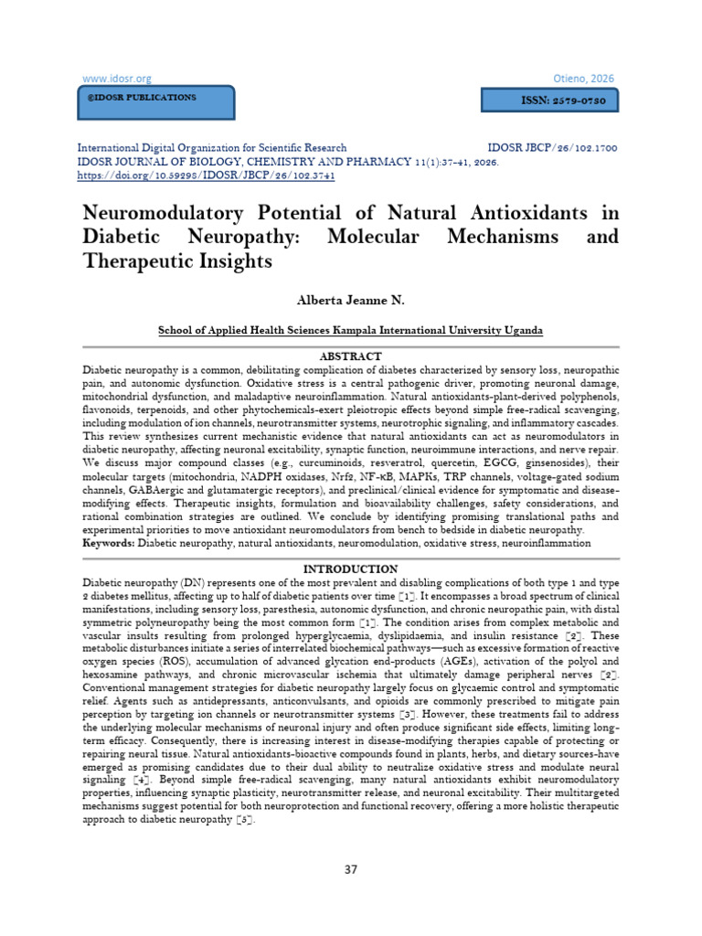 Neuromodulatory Potential of Natural Antioxidants in Diabetic ...