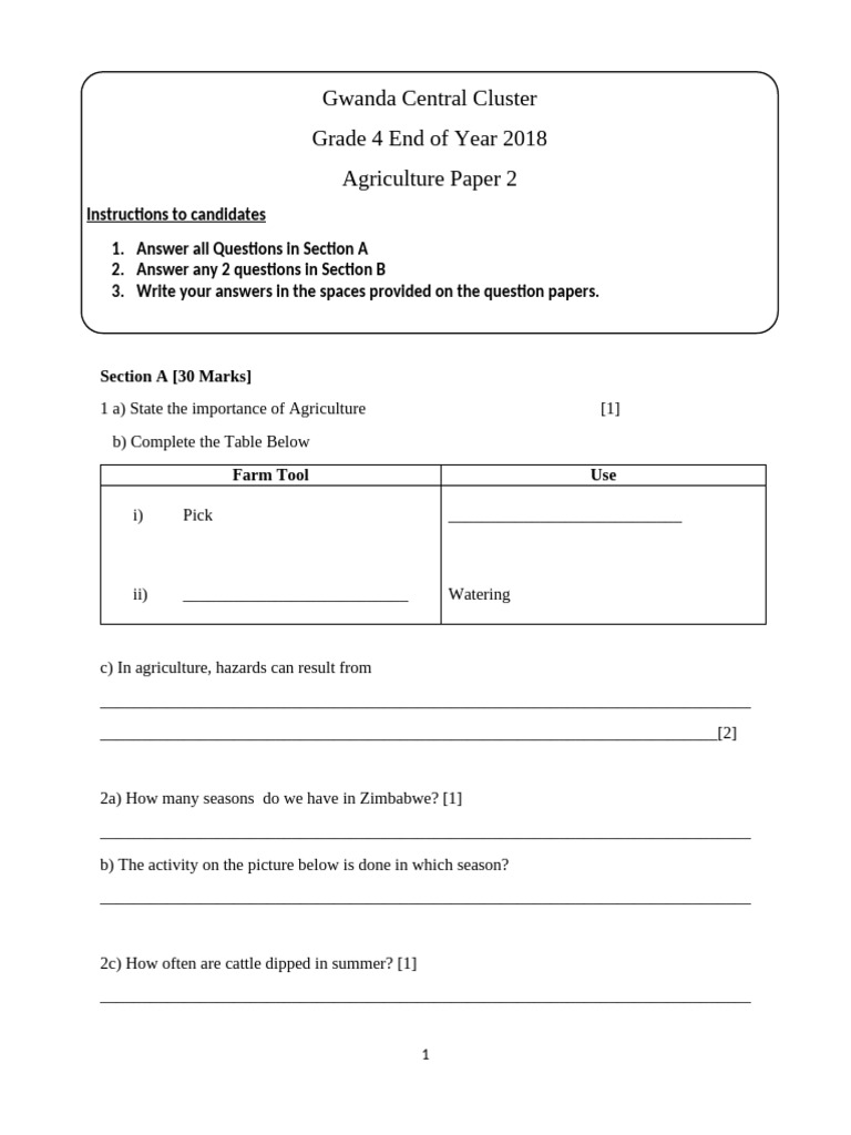 Grade_4_Agric_p2 | PDF | Soil | Agriculture