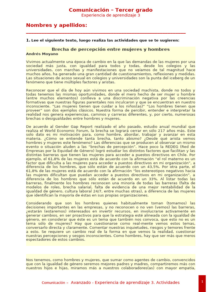 COM3_EXP3_TAREA | PDF | Percepción | Aprendizaje