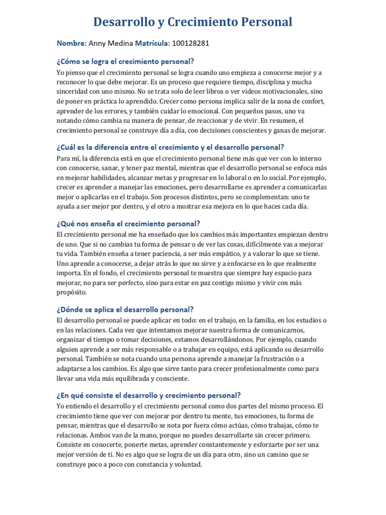 Desarrollo y Crecimiento Personal | PDF | Desarrollo personal | Las ...