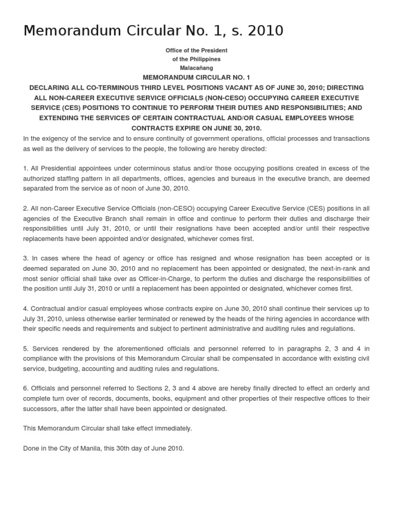 Memorandum Circular No | PDF | President Of The Philippines | World ...
