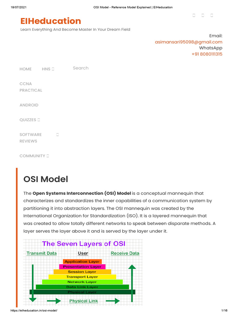02 OSI Model - Reference Model Explained - EIHeducation | PDF ...