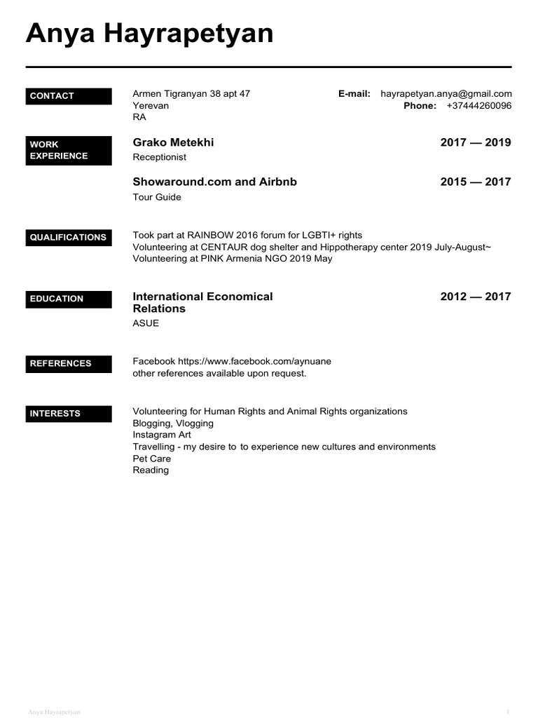 Sample CV | PDF