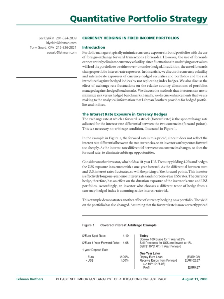 Lehman Brothers - Quantitative Portfolio Strategy - Currency Hedging in ...