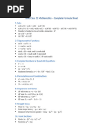 Class 11 Maths All Chapters Formula Sheet Full | PDF