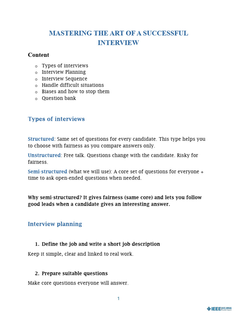 Mastering The Art of A Successful Interview | PDF | Behavioural ...