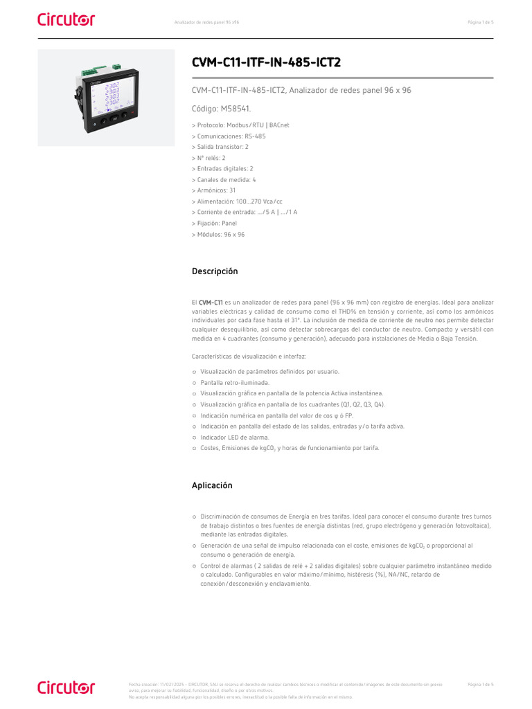 MD22_CVM-C11_M58541_ES | PDF | Corriente eléctrica | Relé