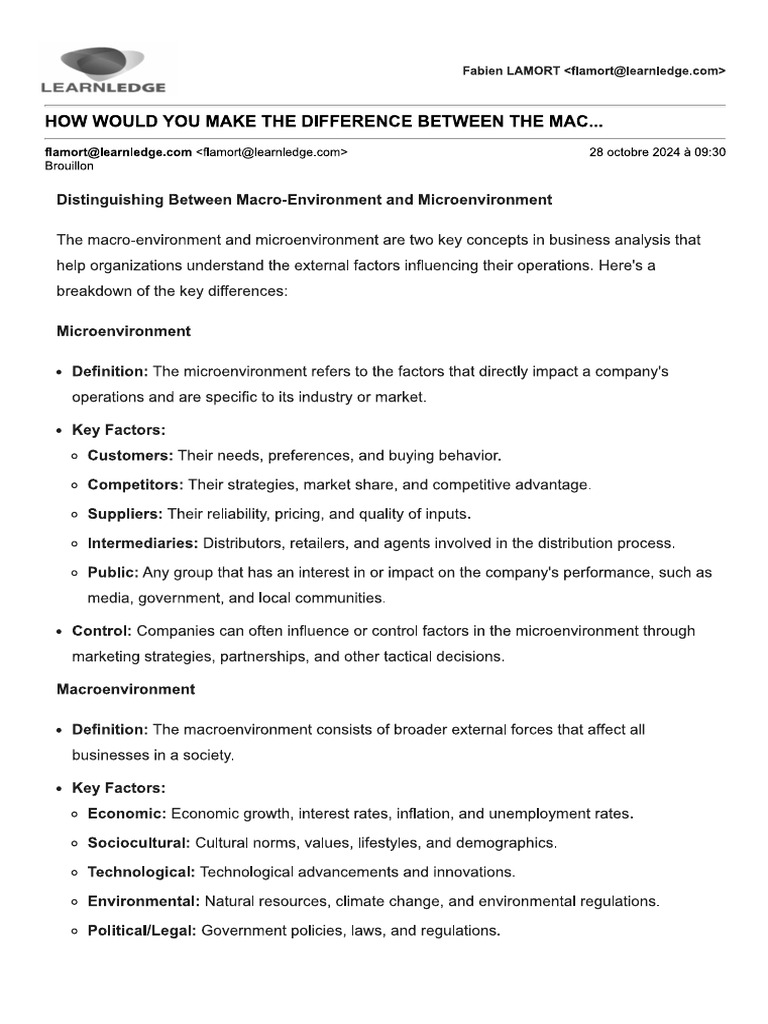 Distinguishing Between Macro-Environment and Microenvironment GEMINI | PDF