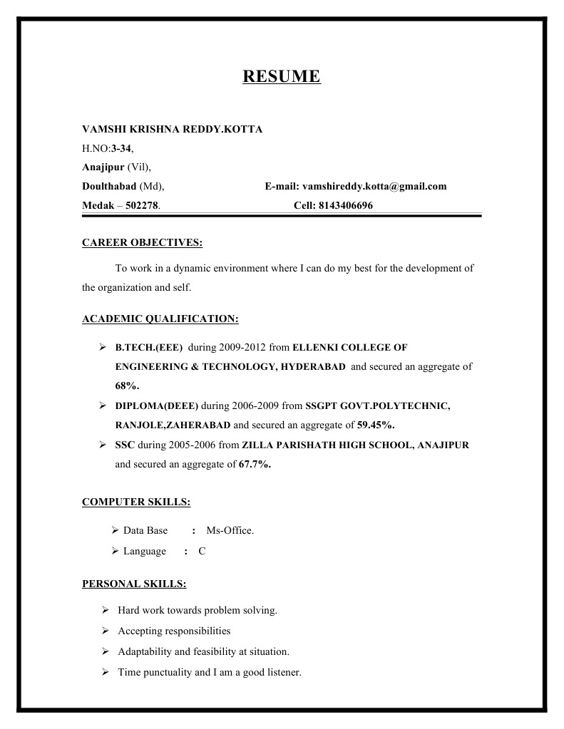 Resume Vamshi | PDF | Career & Growth | Business