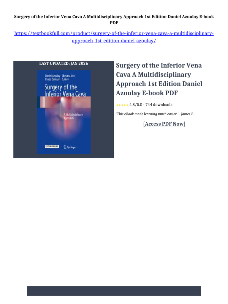 Surgery of the Inferior Vena Cava A Multidisciplinary Approach 1st ...