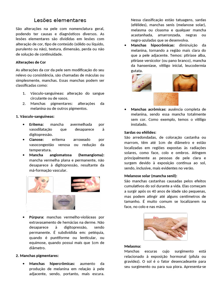 Lesões Elementares - Doenças Da Pele | PDF | Pele | Necrose
