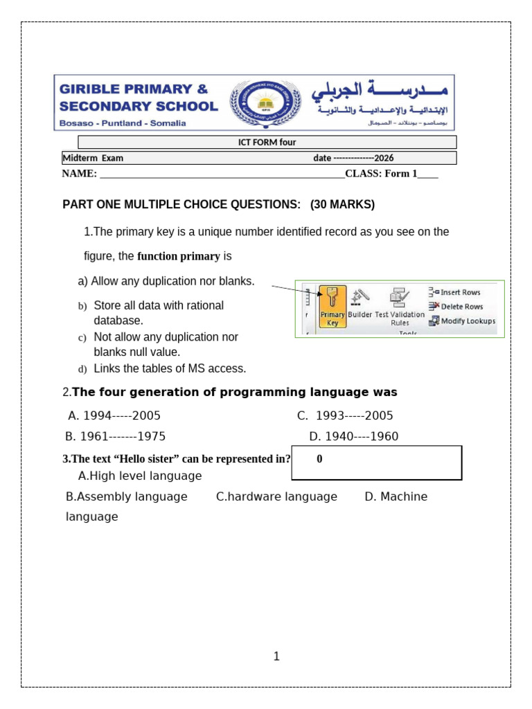 ICT FORM four midterm 26 | PDF | Conceptual Model | Data Model