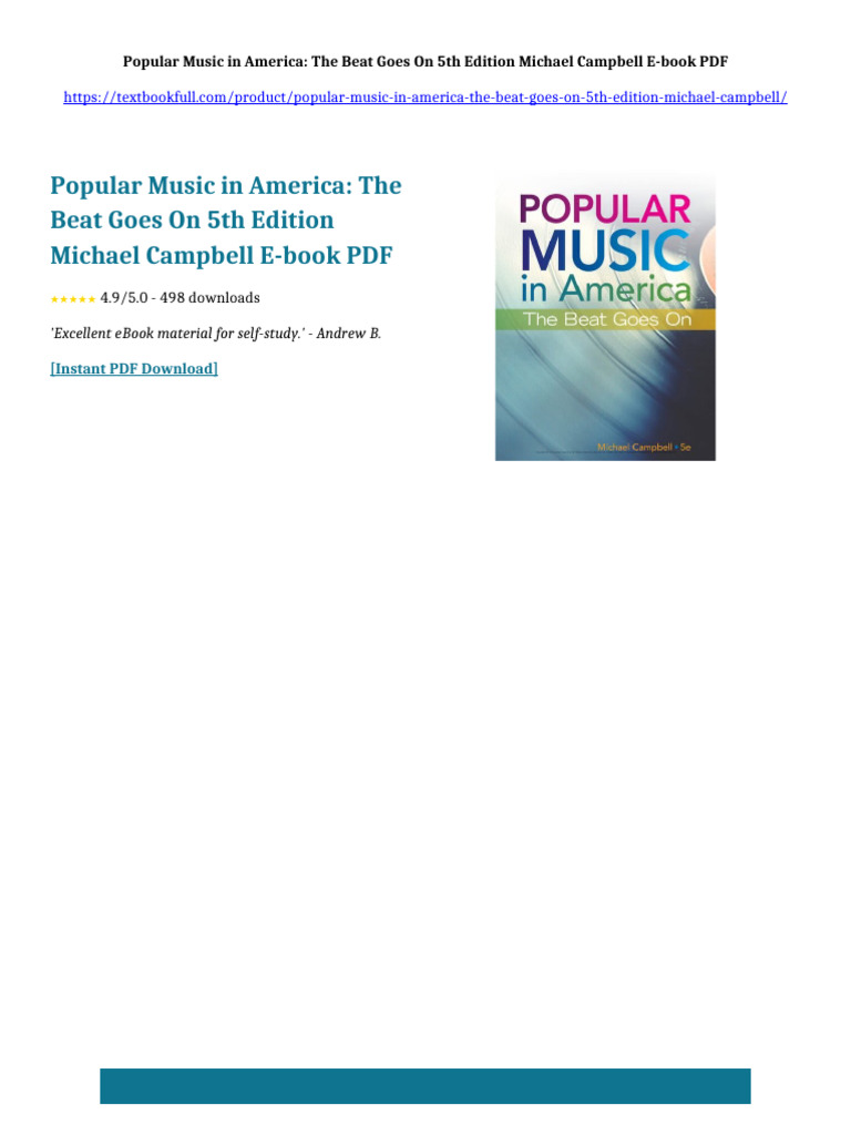 Popular Music in America: The Beat Goes On 5th Edition Michael Campbell ...