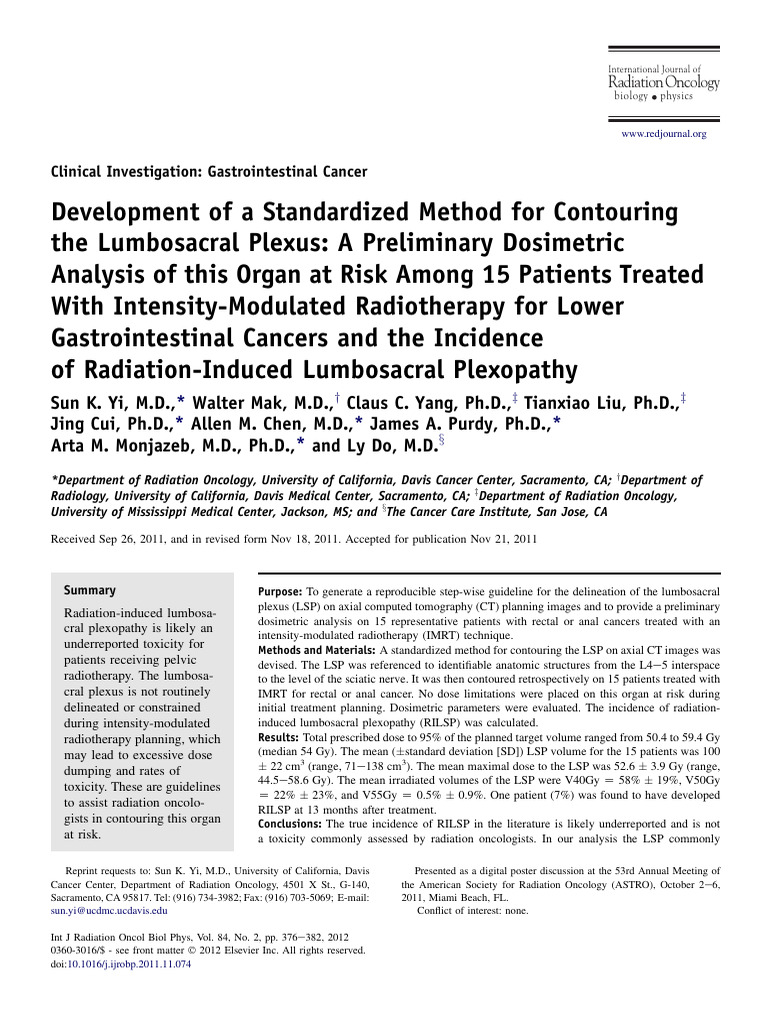 Lumbosacral Plexus Contouring | PDF | Radiation Therapy | Ct Scan