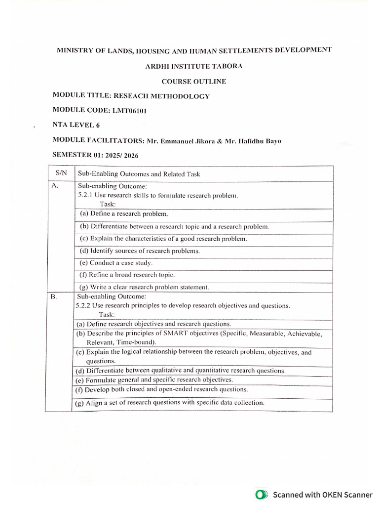 Course Outline Research Methodology | PDF