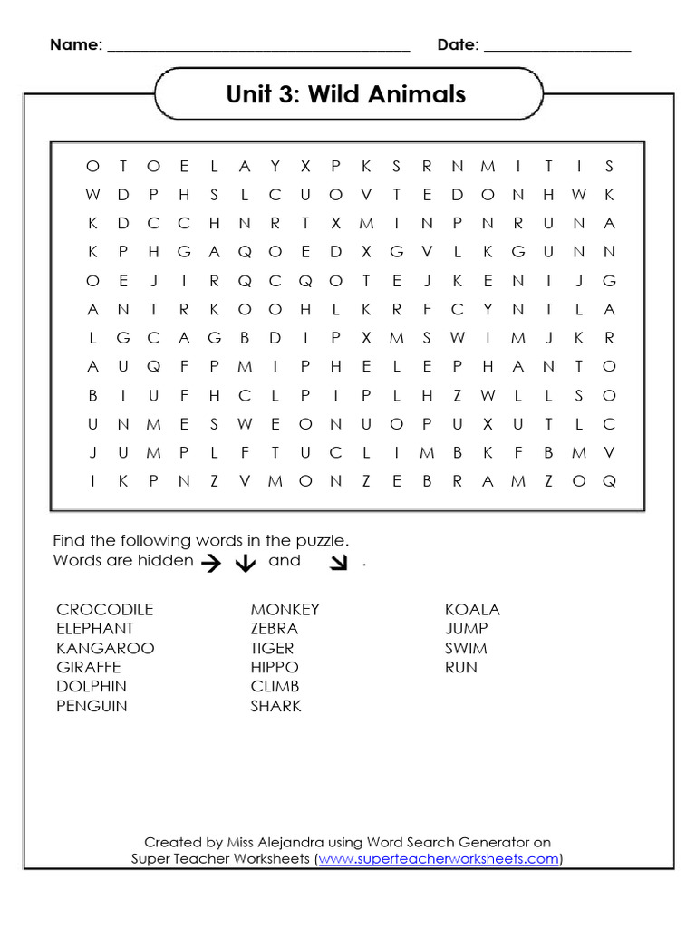 Super Teacher Worksheets Unit 3 Wild Animals | PDF | Zoology