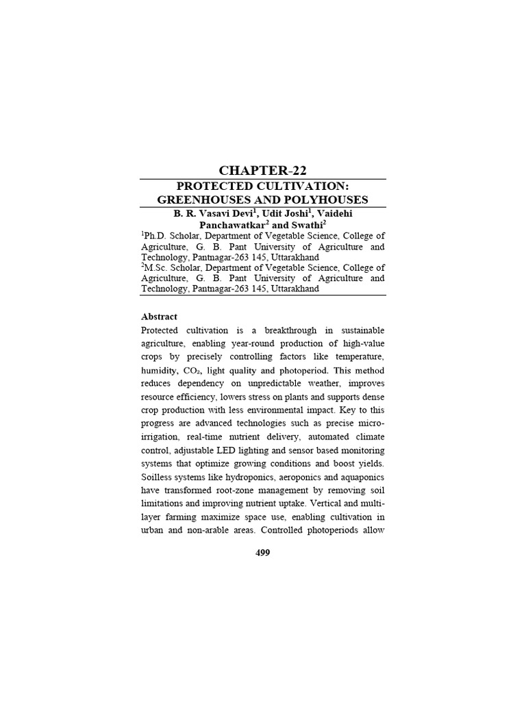 Final Book Chapter Protected Cultivation Greenhouses and Poly Houses ...