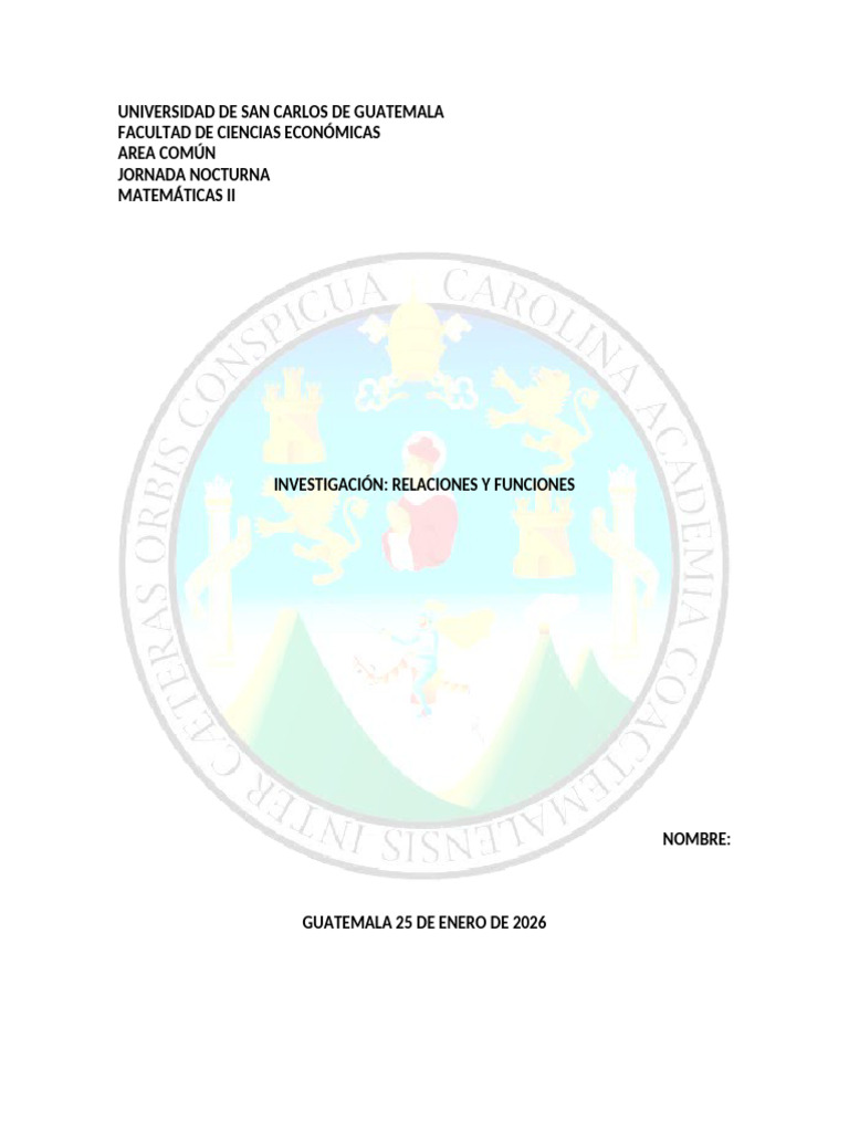 Relaciones y Funciones Matematica II CCEE USAC | PDF | Función ...