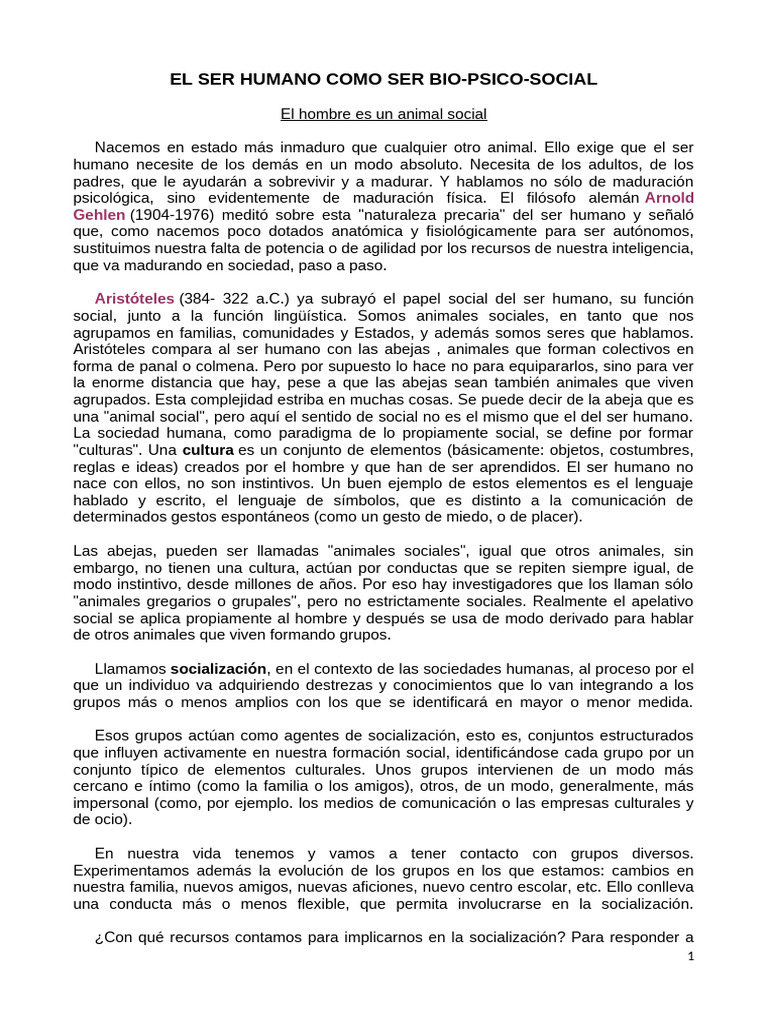1- El Ser Humano Bio-psico Social 4 | PDF | Las emociones | Mente