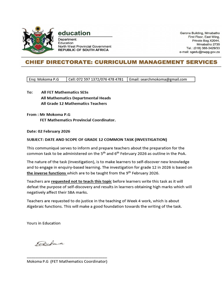 2026 Grade 12 Investigation - Scope | PDF