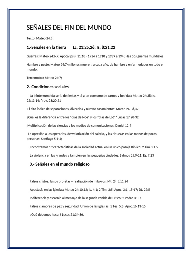 Señales Del Fin Del Mundo | PDF