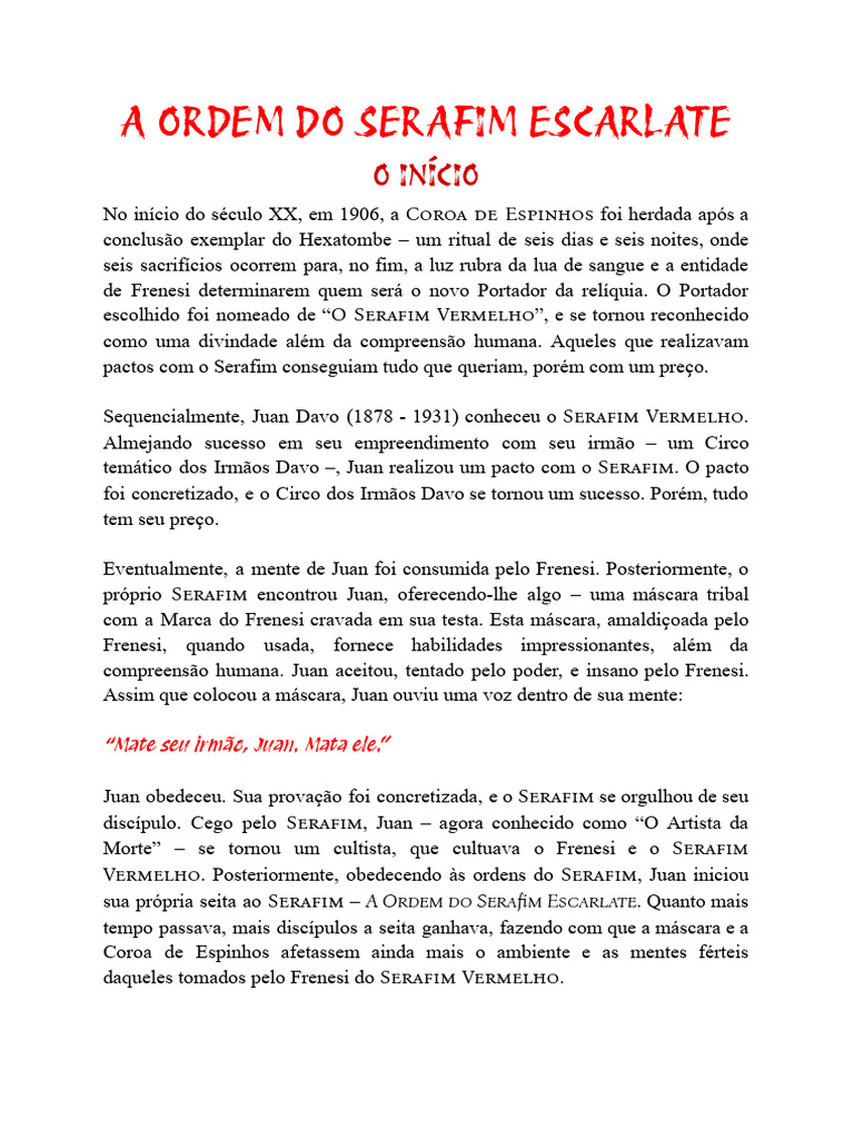 A Ordem Do Serafim Escarlate | PDF