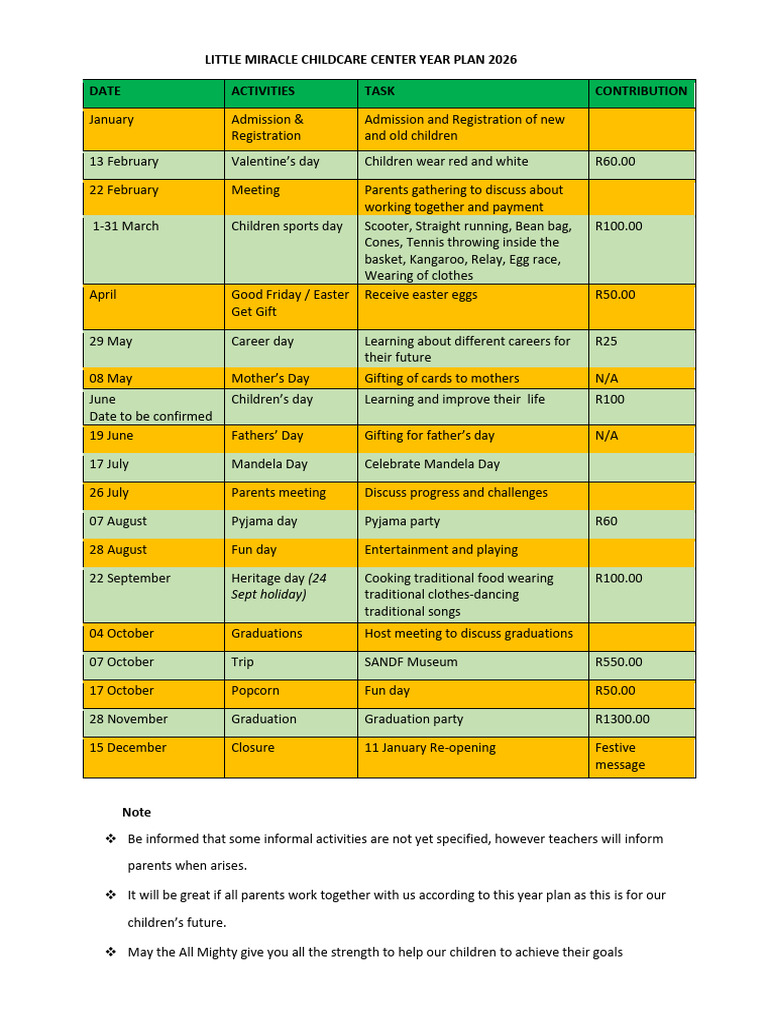 Little Miracle Year Plan 2026 Fnl-1 | PDF | Sunday Observances | April ...