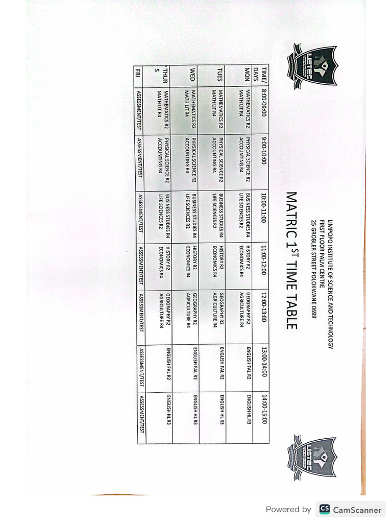 Matric 2026 Time Table | PDF