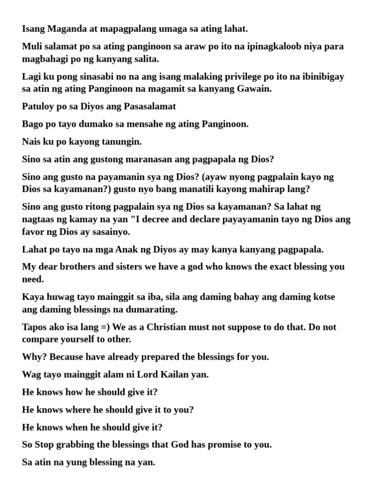 Isang Maganda at Mapagpalang Umaga Sa Ating Lahat | PDF