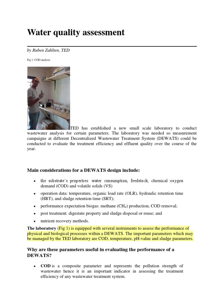 Dewats - Water Quality Assessment | PDF | Anaerobic Digestion | Wastewater