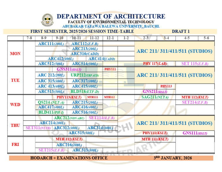 Timetable Arc 1 | PDF