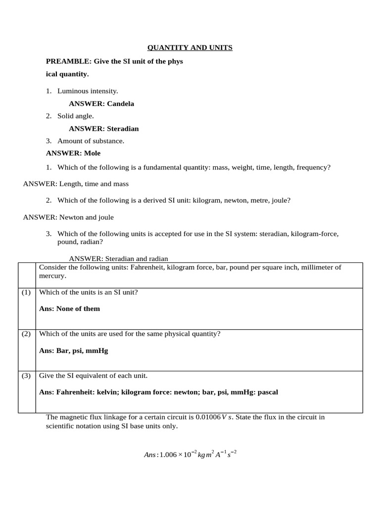 1. Quantity and Units | PDF | International System Of Units | Momentum