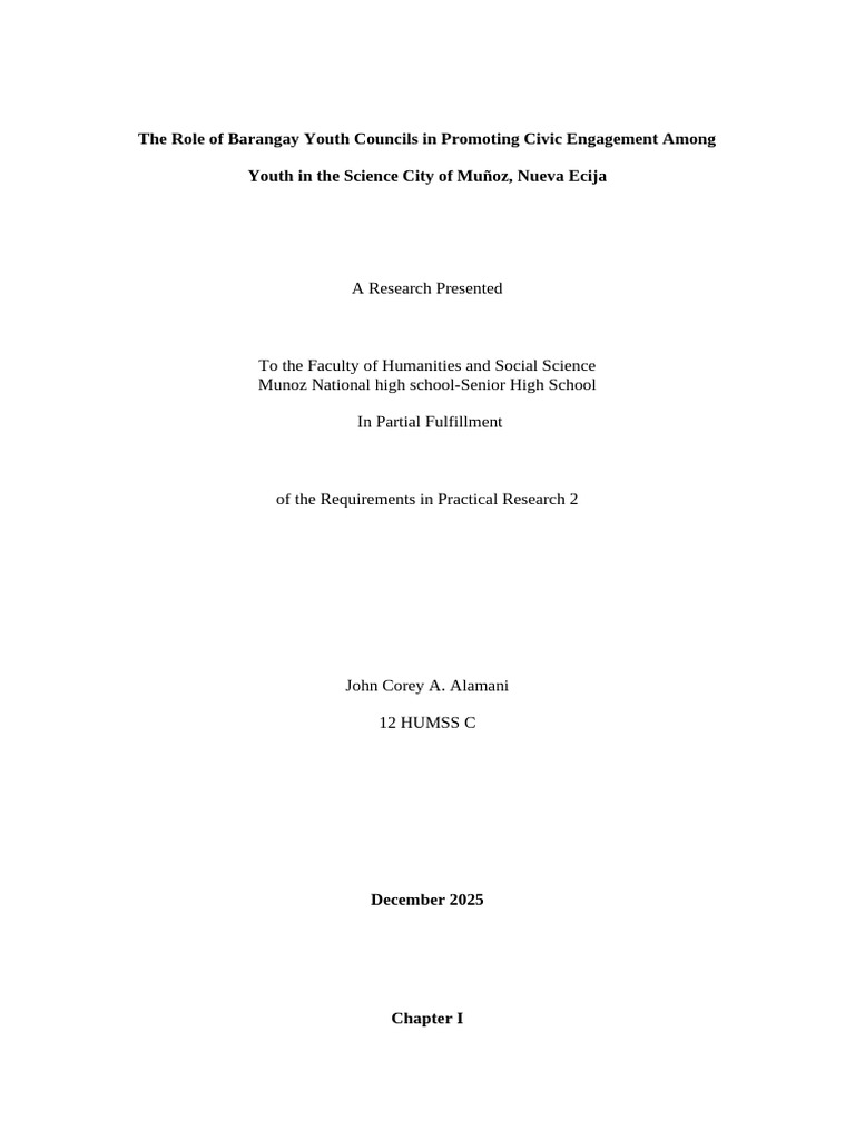 The Role of Barangay Youth Councils in Promoting Civic Engagement Among ...