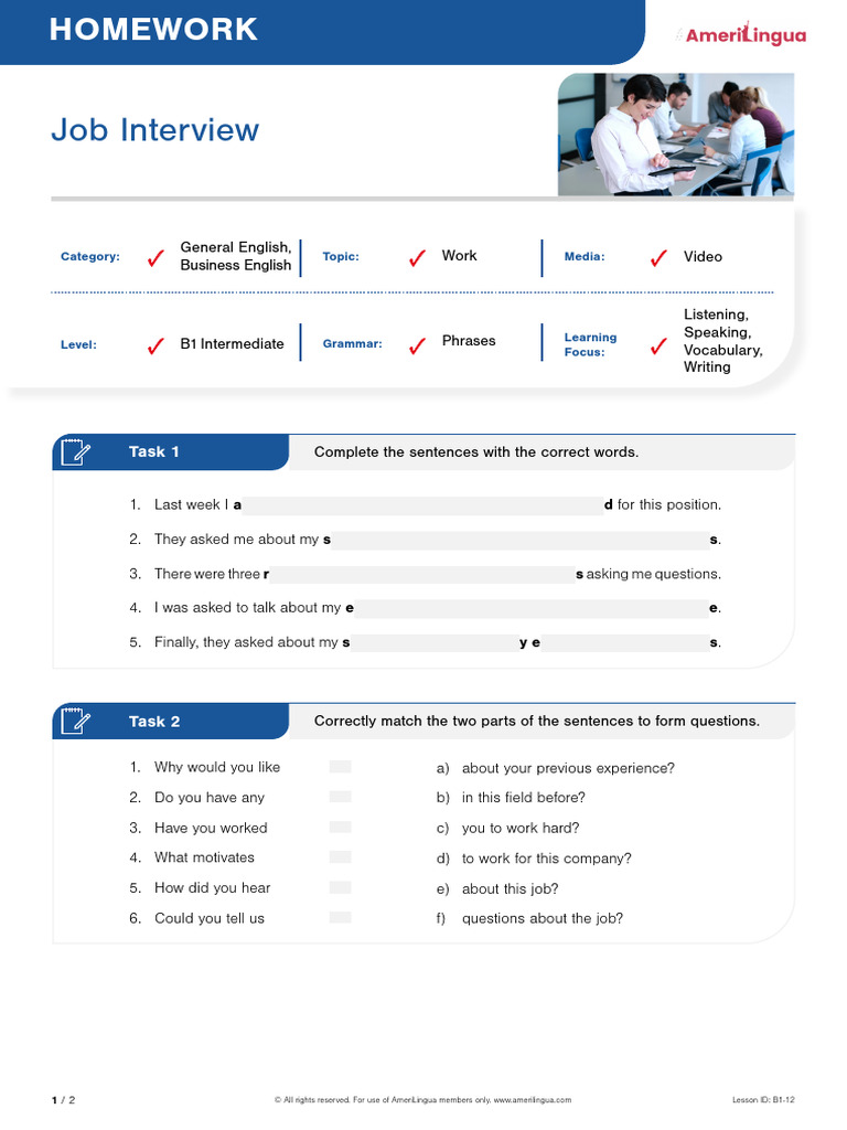 B1-12 Review Job Interview | PDF | Communication | Human Communication