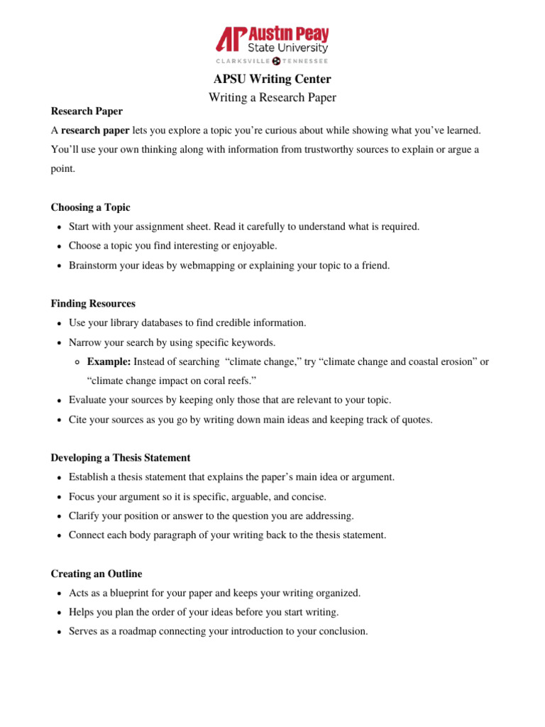 Writing A Research Paper Handout 2025 | PDF | Argument | Thesis