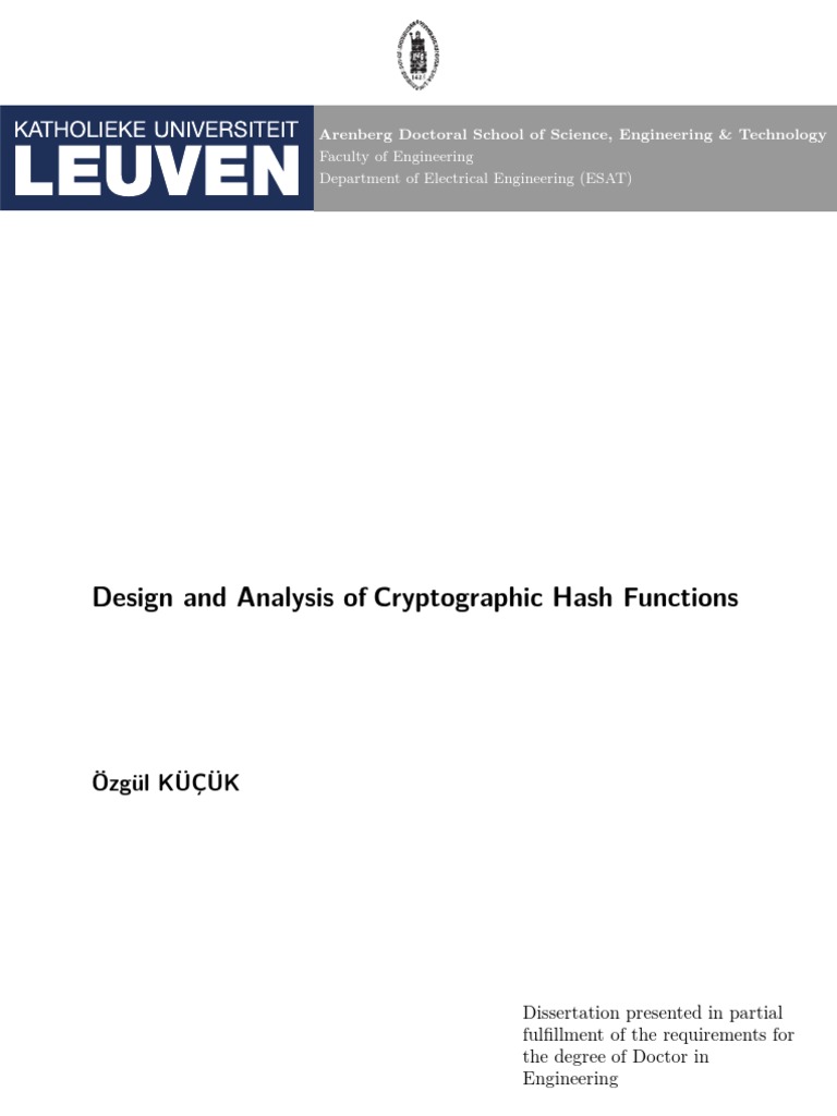 The Design and Analysis of Cryptographic Hash Functions | PDF ...