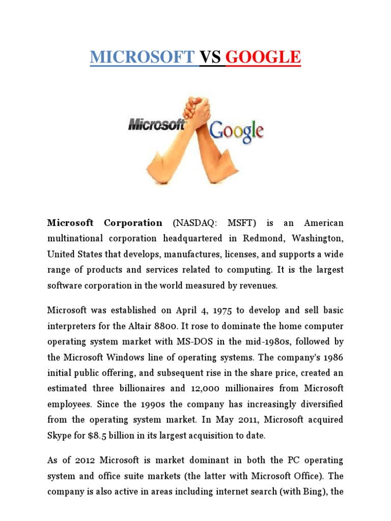 Microsoft Vs Google | PDF | Microsoft | Google