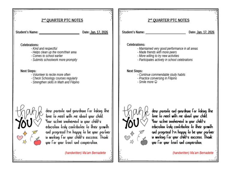 Ptc Thank You Conference Notes | PDF