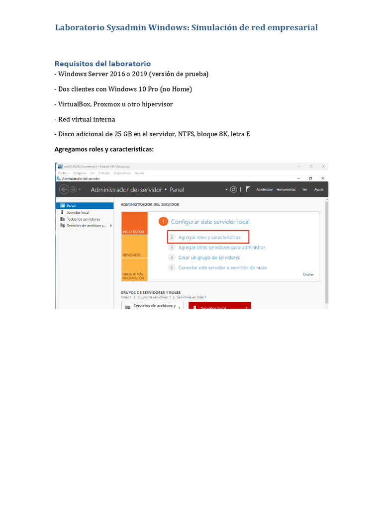 Laboratorio Sysadmin Windows Simulación de Red Empresarial | PDF ...