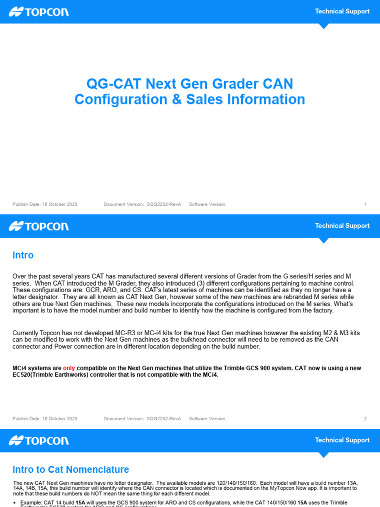 QG-CAT Next Gen Grader CAN Configuration & Sales Information | PDF
