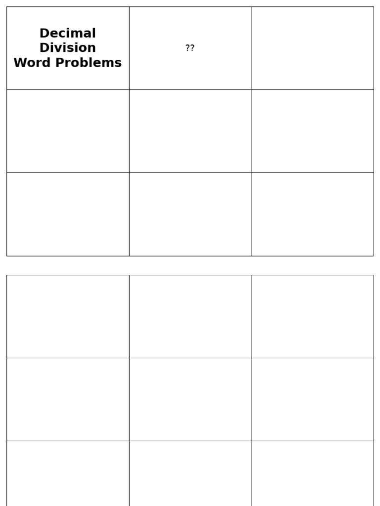 Decimal Division Word Problems Cards | PDF
