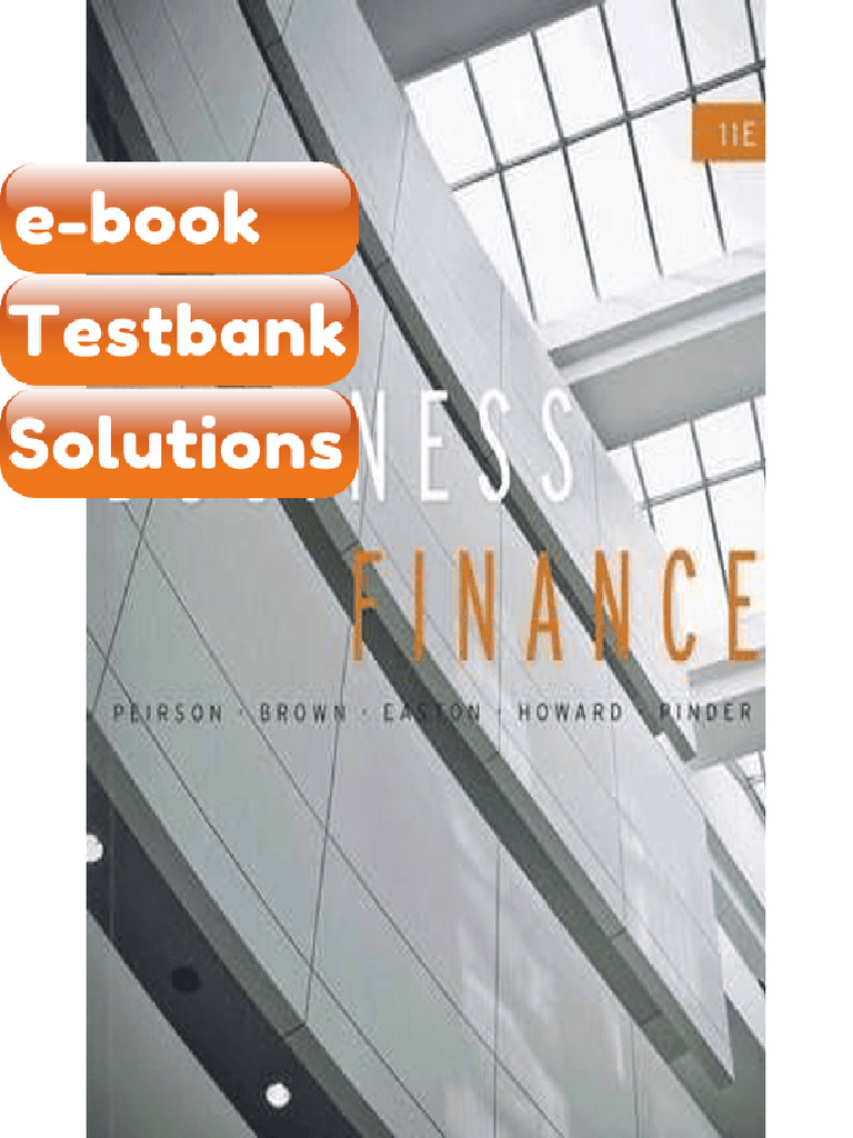 Testbank Business Finance 11th Edition by Robert Brown Sean Pinder ...
