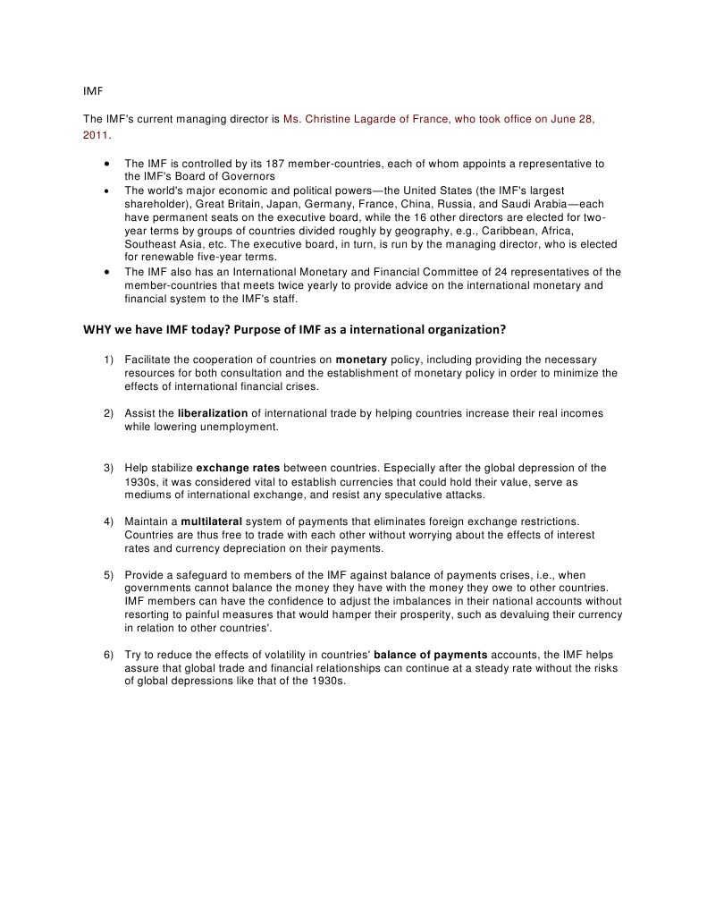 WHY We Have IMF Today? Purpose of IMF As A International Organization ...