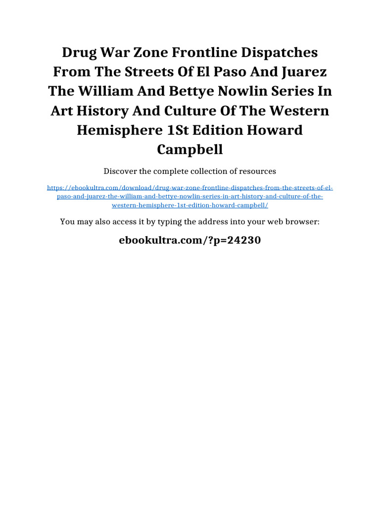 Drug War Zone Frontline Dispatches from the Streets of El Paso and ...