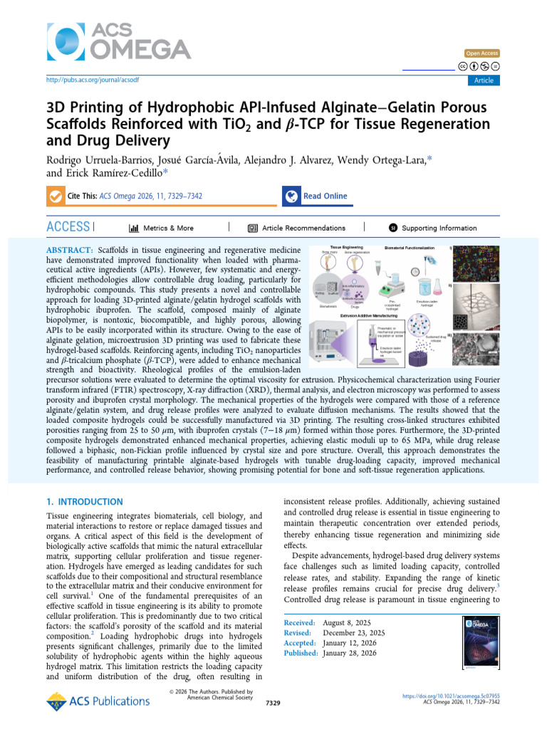 3D Printing of Hydrophobic Api-Infused Alginate Gelatin Porous ...