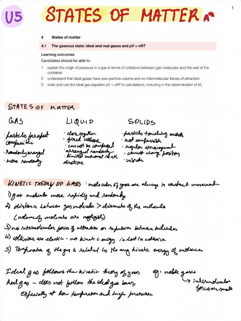 States of Matter Unit 5 A Star As Level | PDF