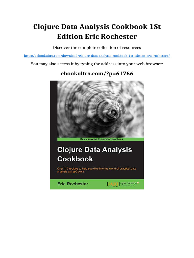 Clojure Data Analysis Cookbook 1st Edition Eric Rochester newest ...